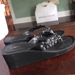 Cato | Shoes | Black Flip Flop Wedges 62 | Poshmark